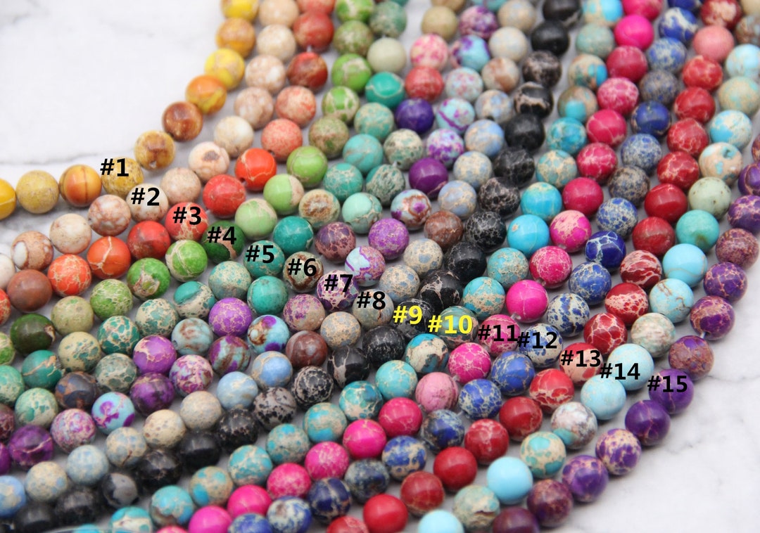 15 Colors Imperial Jasper Beads,round Imperial Jasper Bead,sea Sediment ...