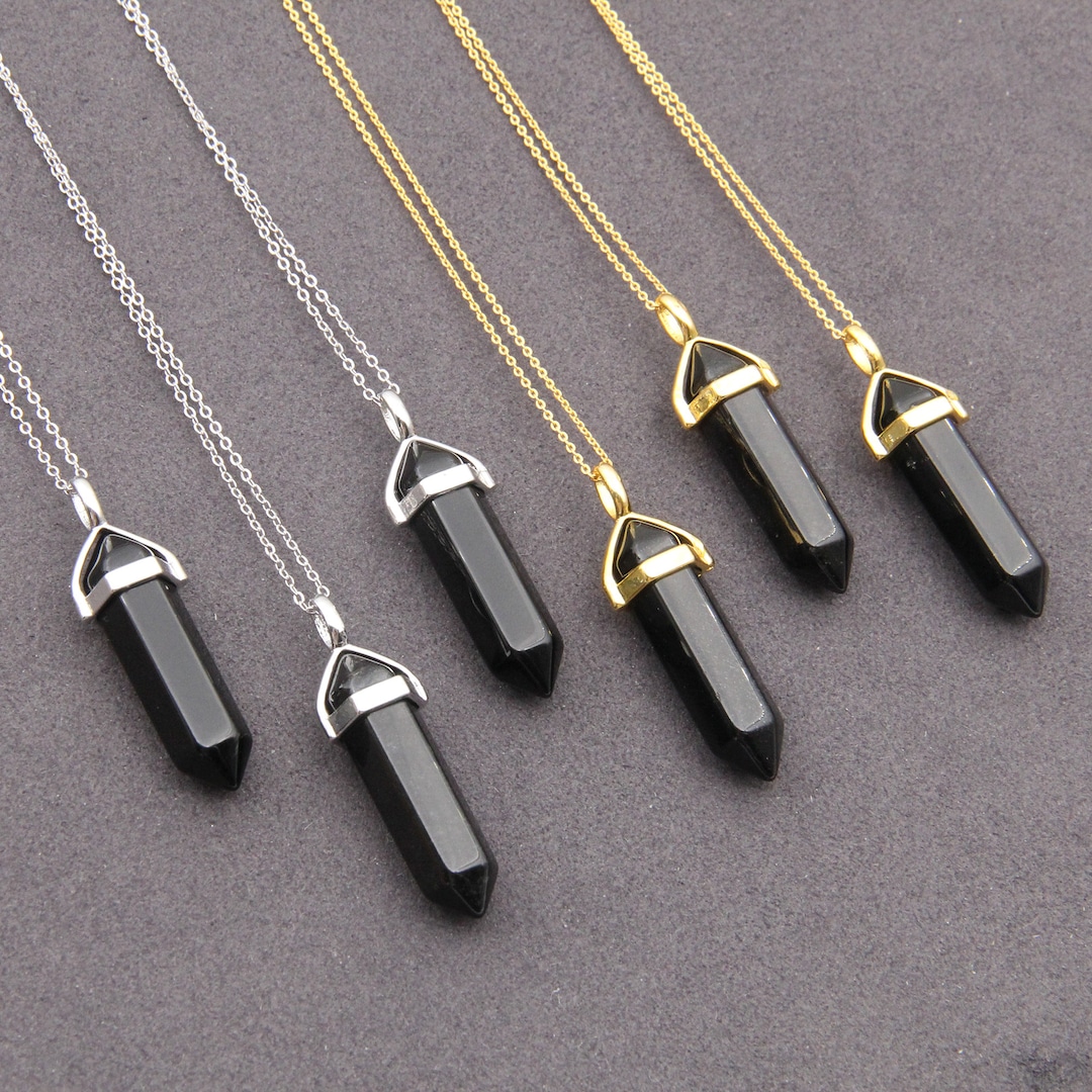 Black Obsidian Necklace,charms Obsidian Pendant,wholesale Gemstoen ...