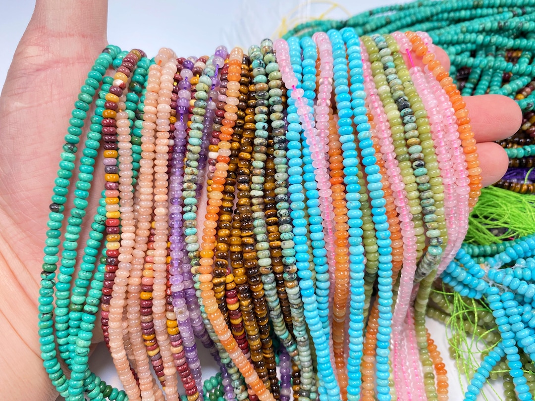 Natural Gemstone Heishi Beads,2x4mm Rondelle Beads,amethyst/rose Quartz ...