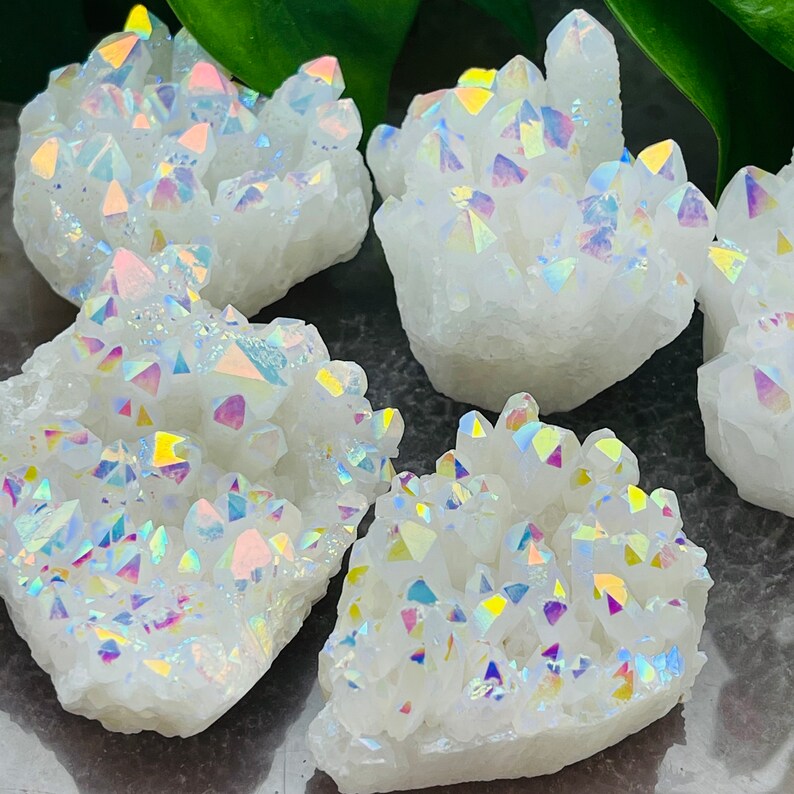 Rainbow Angel Aura Crystal Cluster,angel Aura Quartz Cluster,freeform ...