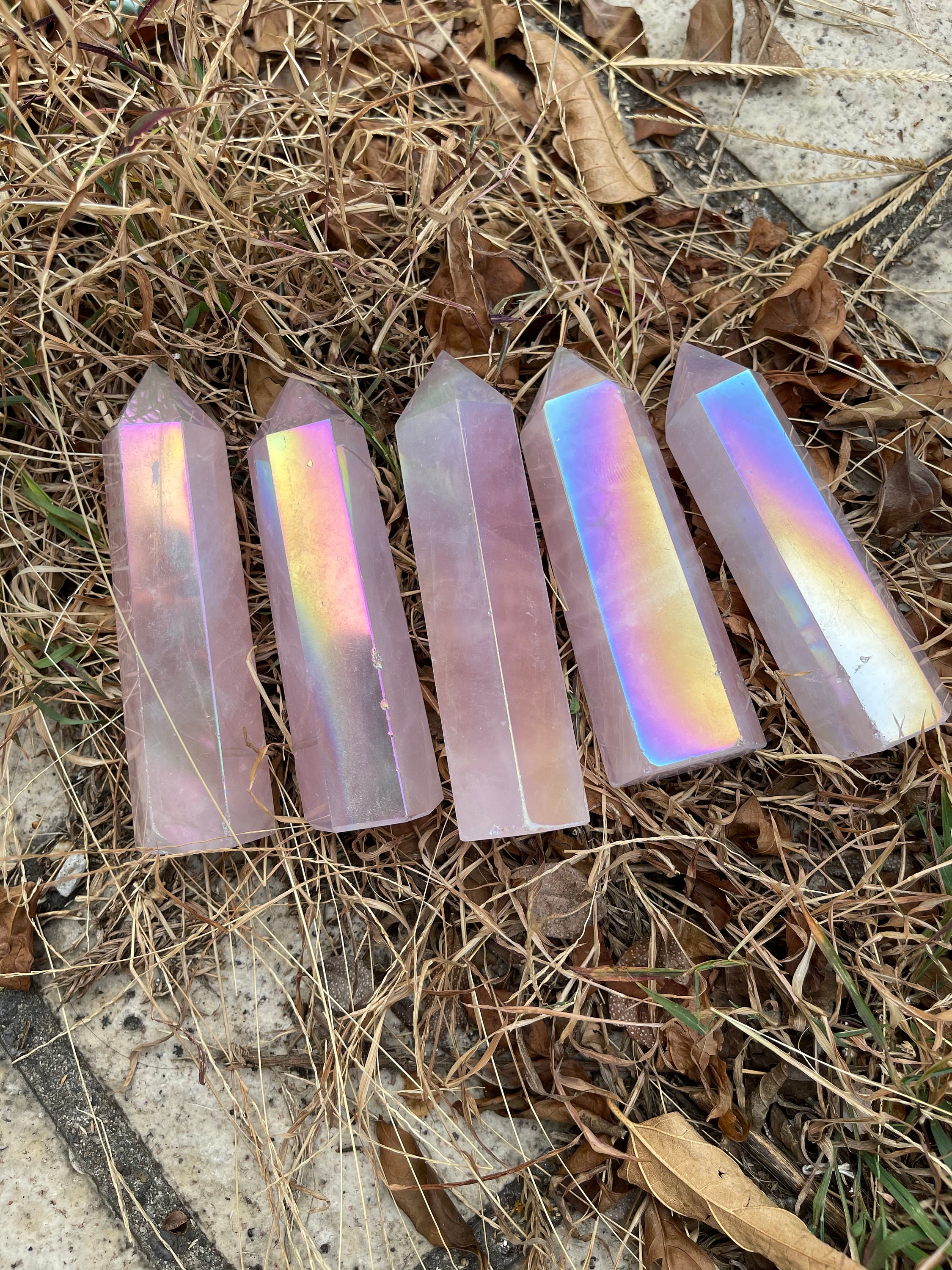 4 Inches Rainbow Rose Quartz Towerplated Rainbow Color | Etsy