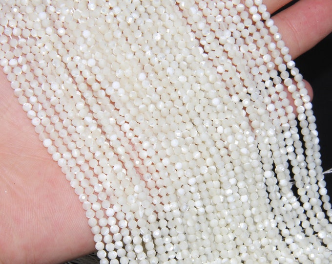 Faceted Mother of Pearl Shell Beads White Seashell Faceted Beads ...