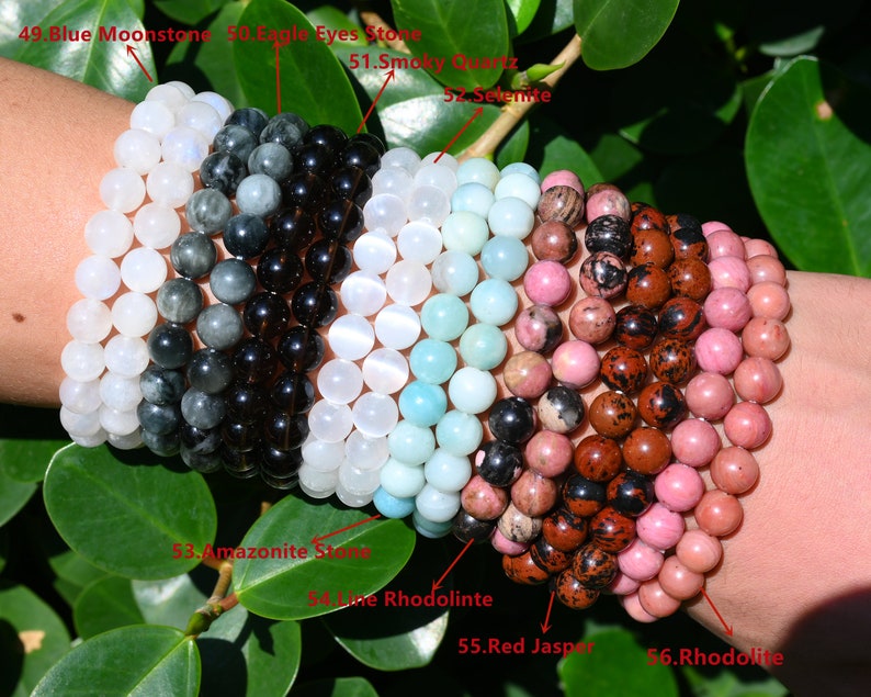 70 Kinds of 6MM/8MM/10MM Round Gemstone Braceletstretchy - Etsy