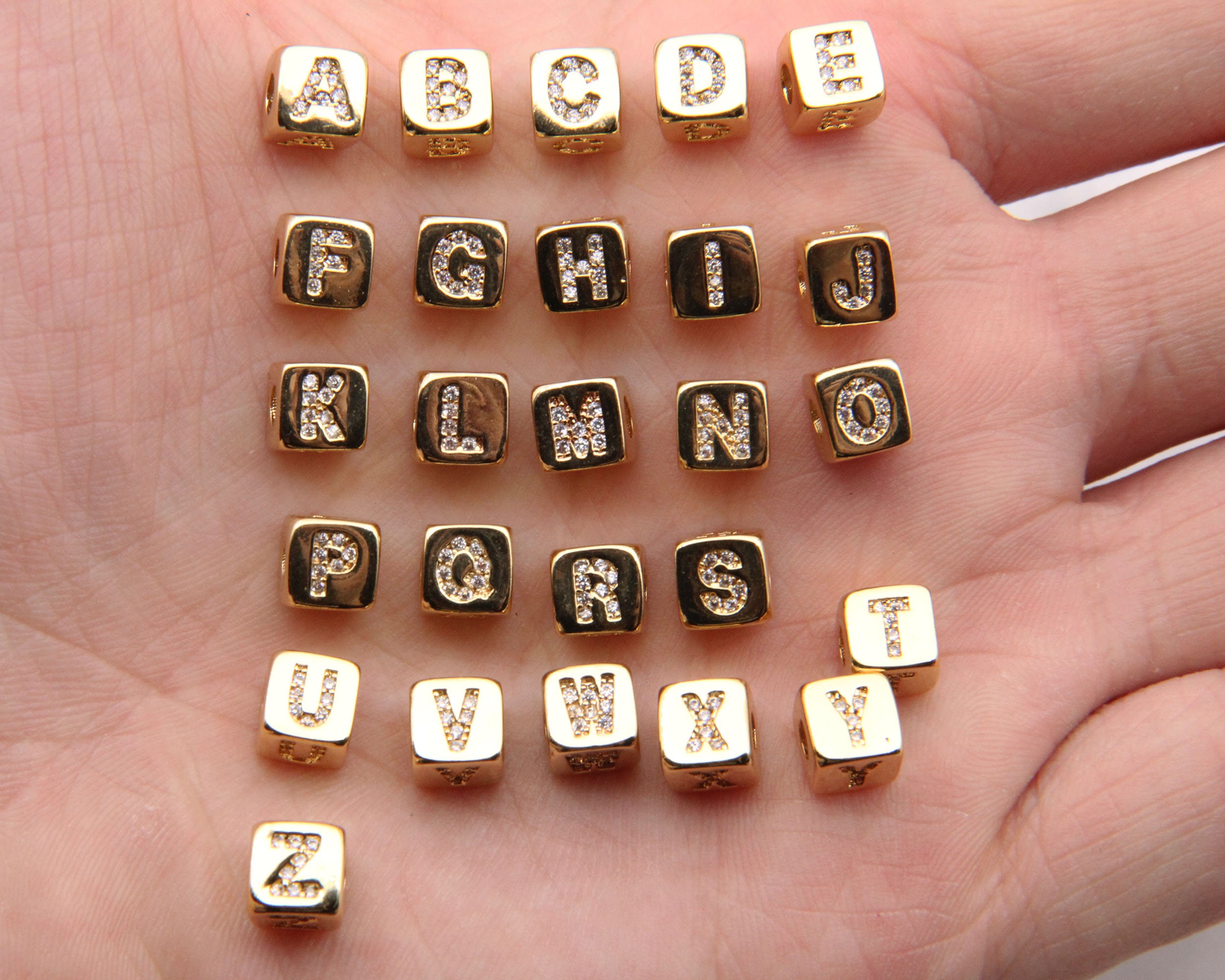 6x6MM/9x9MM Copper Alphabet Letters Beads26 Letters Words | Etsy