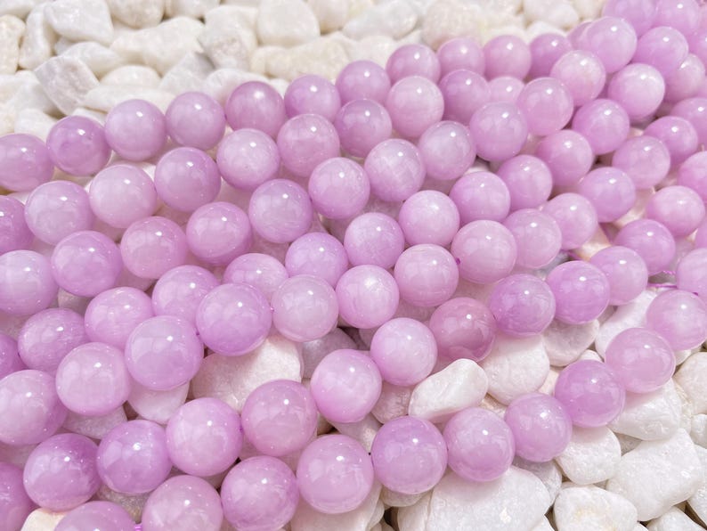 Natural AA Grade Kunzite Smooth Round Beads Loose Gemstone Crystal for ...