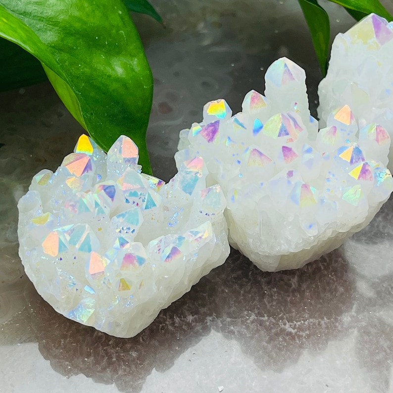 Rainbow Angel Aura Crystal Cluster,angel Aura Quartz Cluster,freeform ...