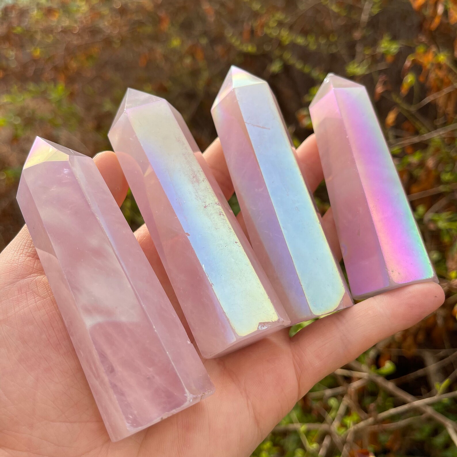 4 Inches Rainbow Rose Quartz Towerplated Rainbow Color - Etsy
