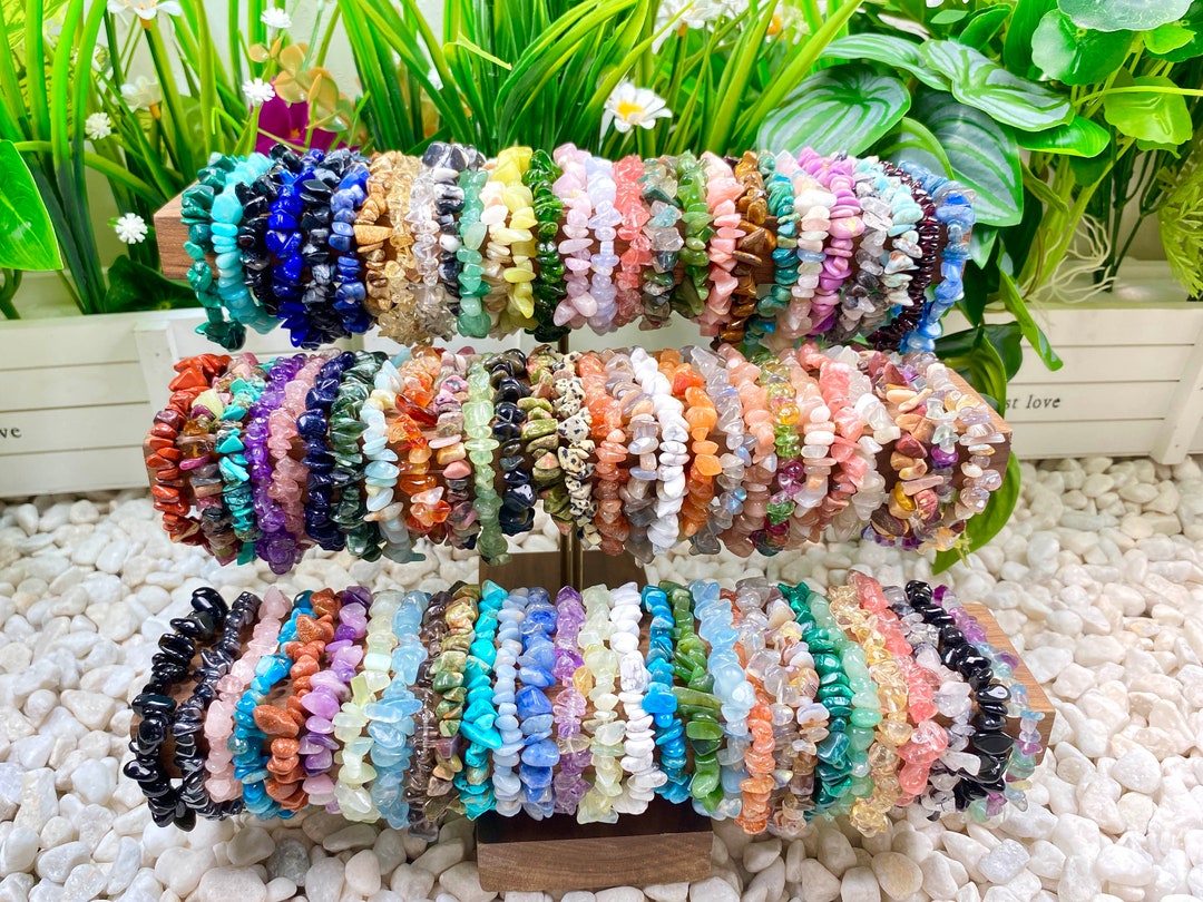Natural Crystal Chip Stretchy Bracelet,chip Gemstone Bracelets ,for Women Bracelet,healing Chip ...