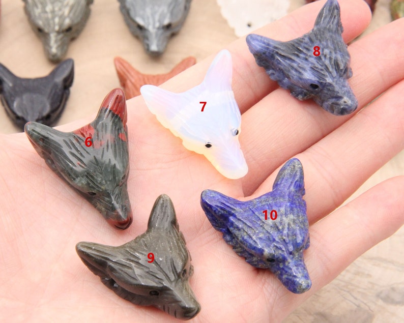 25 Kinds Wolf Head Gemstone Pendantsnatural - Etsy