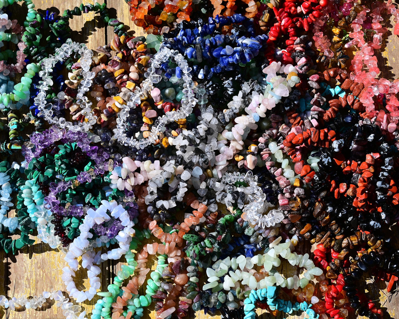 48 Kinds of Chip Bracelethealing Bracletstretchy Chip Beads - Etsy