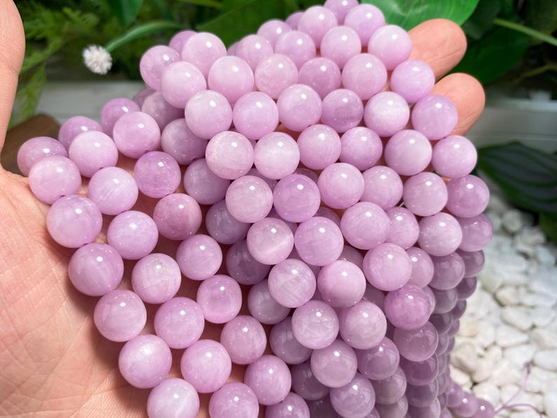 Natural AA Grade Kunzite Smooth Round Beads Loose Gemstone Crystal for ...