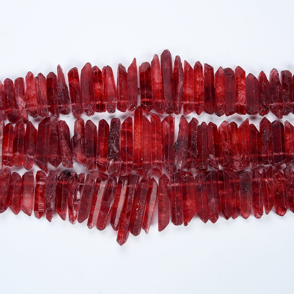 15.9 Inch Matte Red Quartz Crystal Points Beadsraw Tower High - Etsy