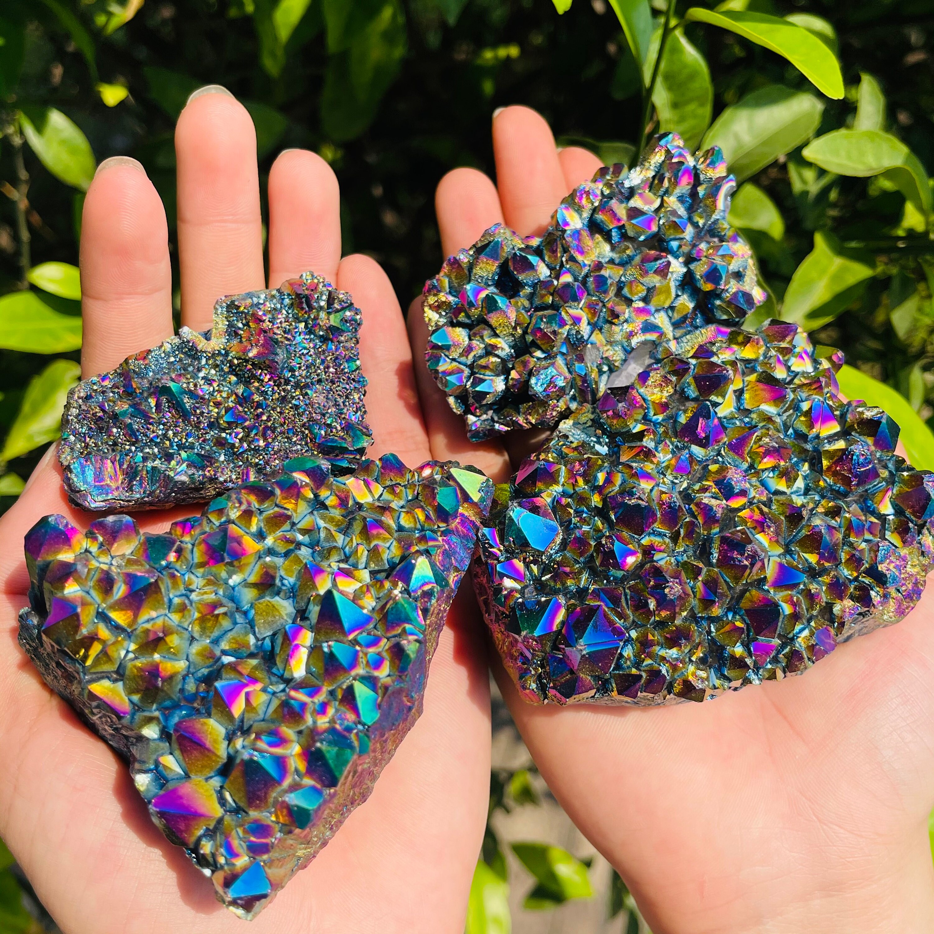 Rainbow Angel Aura Quartz Cluster,angel Aura Crystal Cluster,healing ...