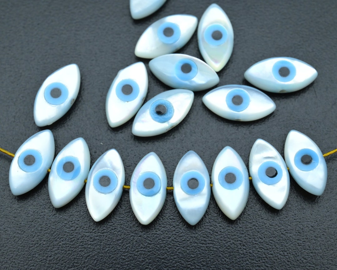 5x10mm Mother of Pearl Evil Eye Beads,for DIY Making Evil Eye Beads ...
