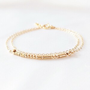 14K Gold Filled Morse Code Bracelet, Secret Message, Dainty ...