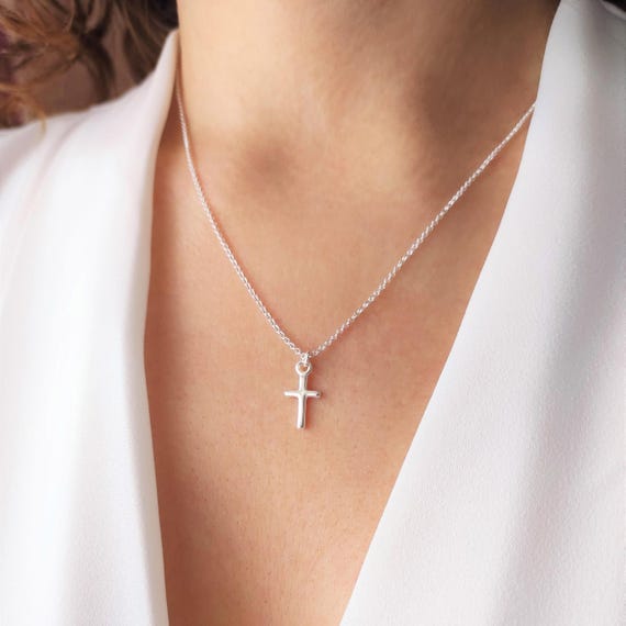 Minimalist Cross 925 Sterling Silver Necklace Everyday Cross Necklace Small Cross Necklace Dainty Cross Necklace Etsy