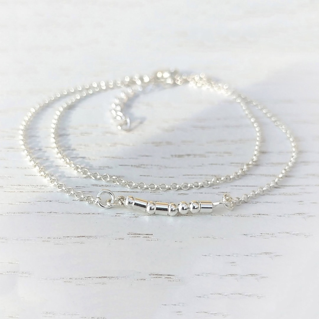 Sterling Silver Morse Code Bracelet, Secret Message, Dainty ...