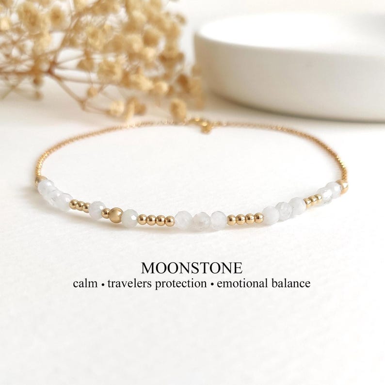 Morse Code Aquamarine Bracelet: March Birthstone, 14K Gold Filled ...