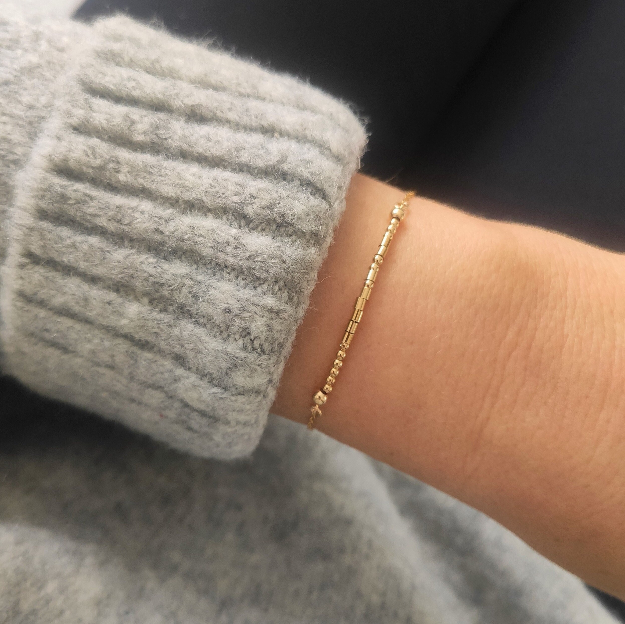 14k Gold Filled Morse Code Bracelet Secret Message Dainty - Etsy