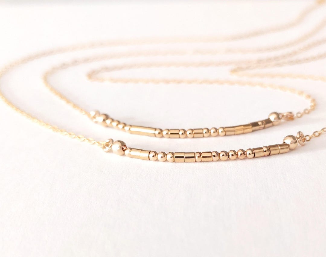 14k Gold Filled Morse Code Necklace: Personalized Secret Message ...