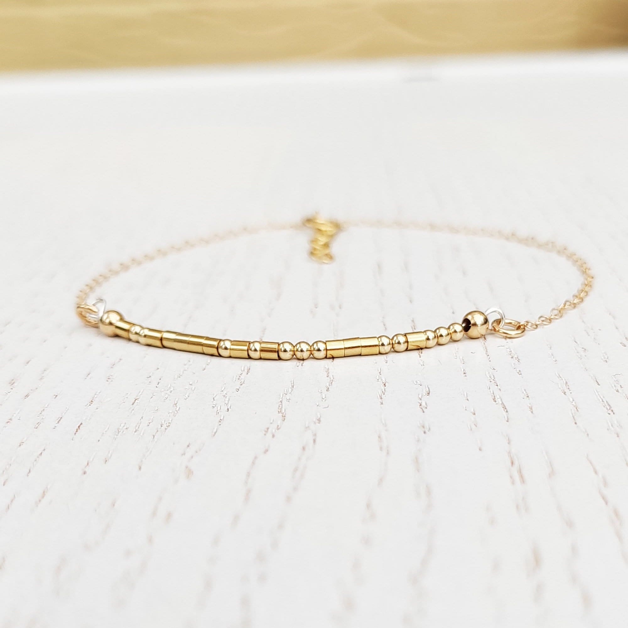 14K Gold Filled Morse Code Bracelet: Personalized Secret Message ...