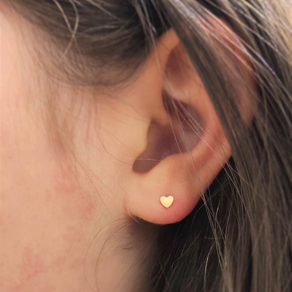 Gold Filled Heart Earrings Studs - Etsy