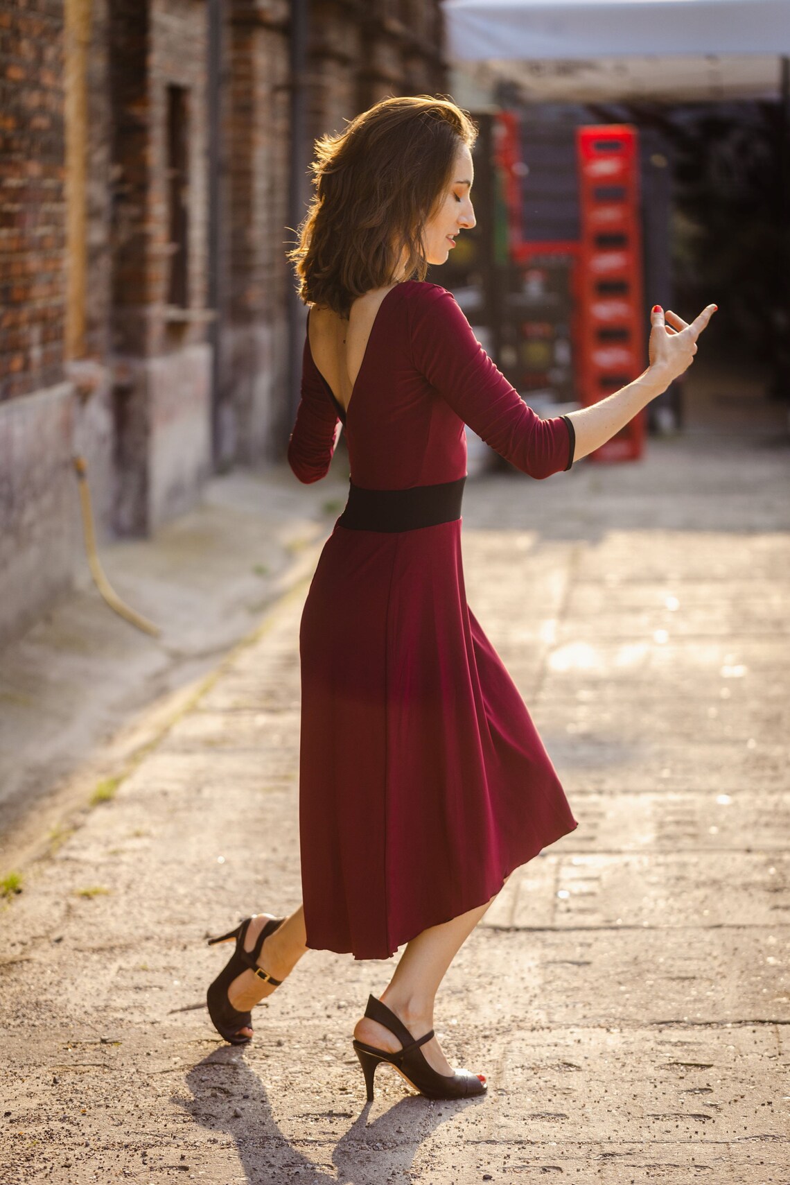 Reversible Tango Dress "the Traditional" Black & Cherry - Etsy