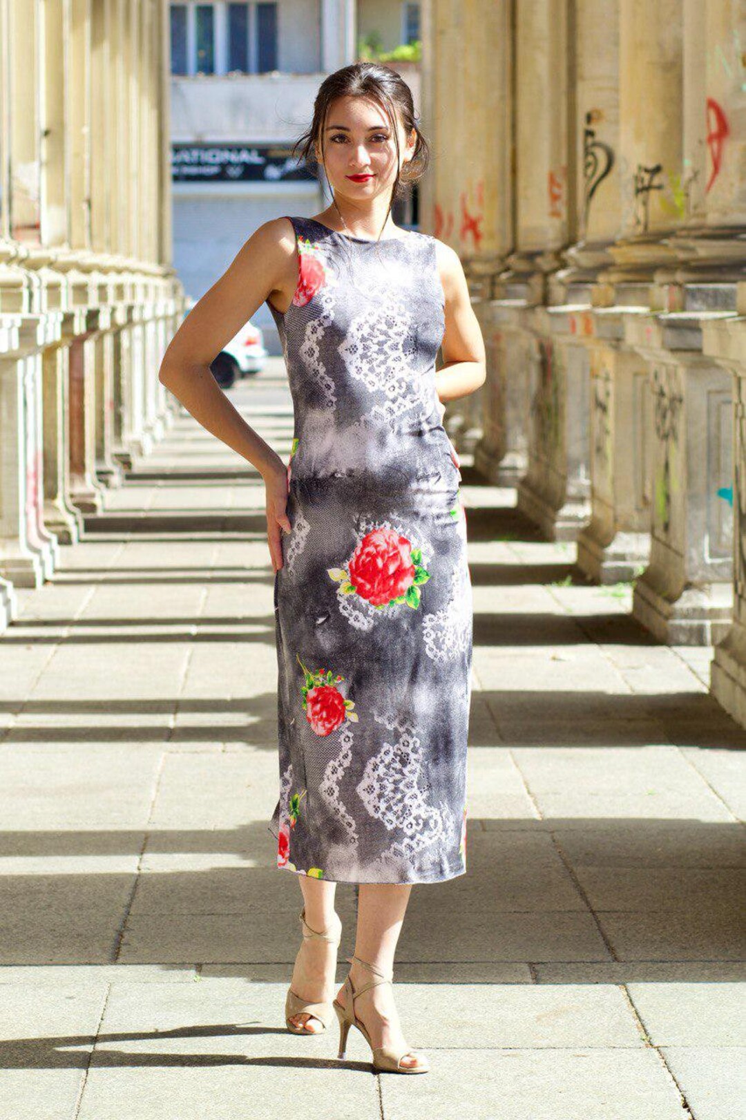 Tango Dress Model "the Sweet" in Red & Patterned Grey (one Piece per ...