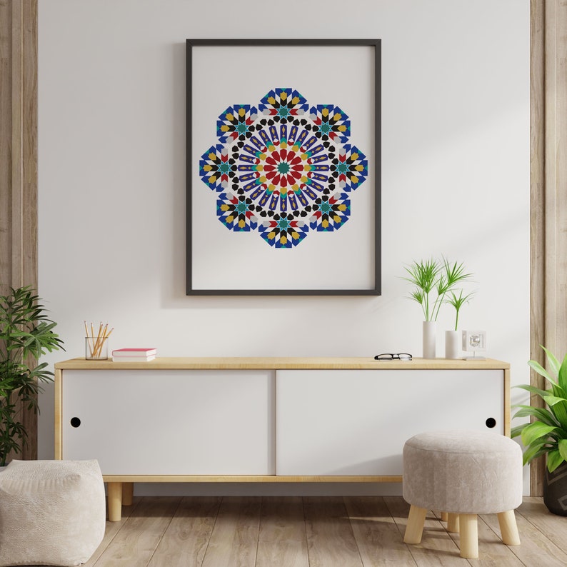 Zellij Poster, Zellige Wall Art, Islamic Mosaic, Zelige Print, Mosque ...