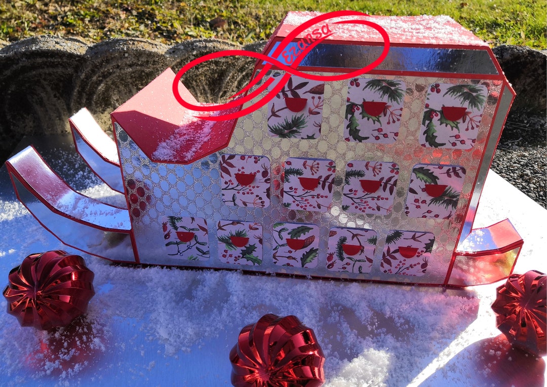 3d SVG Advent Calendar Sleigh Advent Calendar Sleigh svg, Solid Score ...