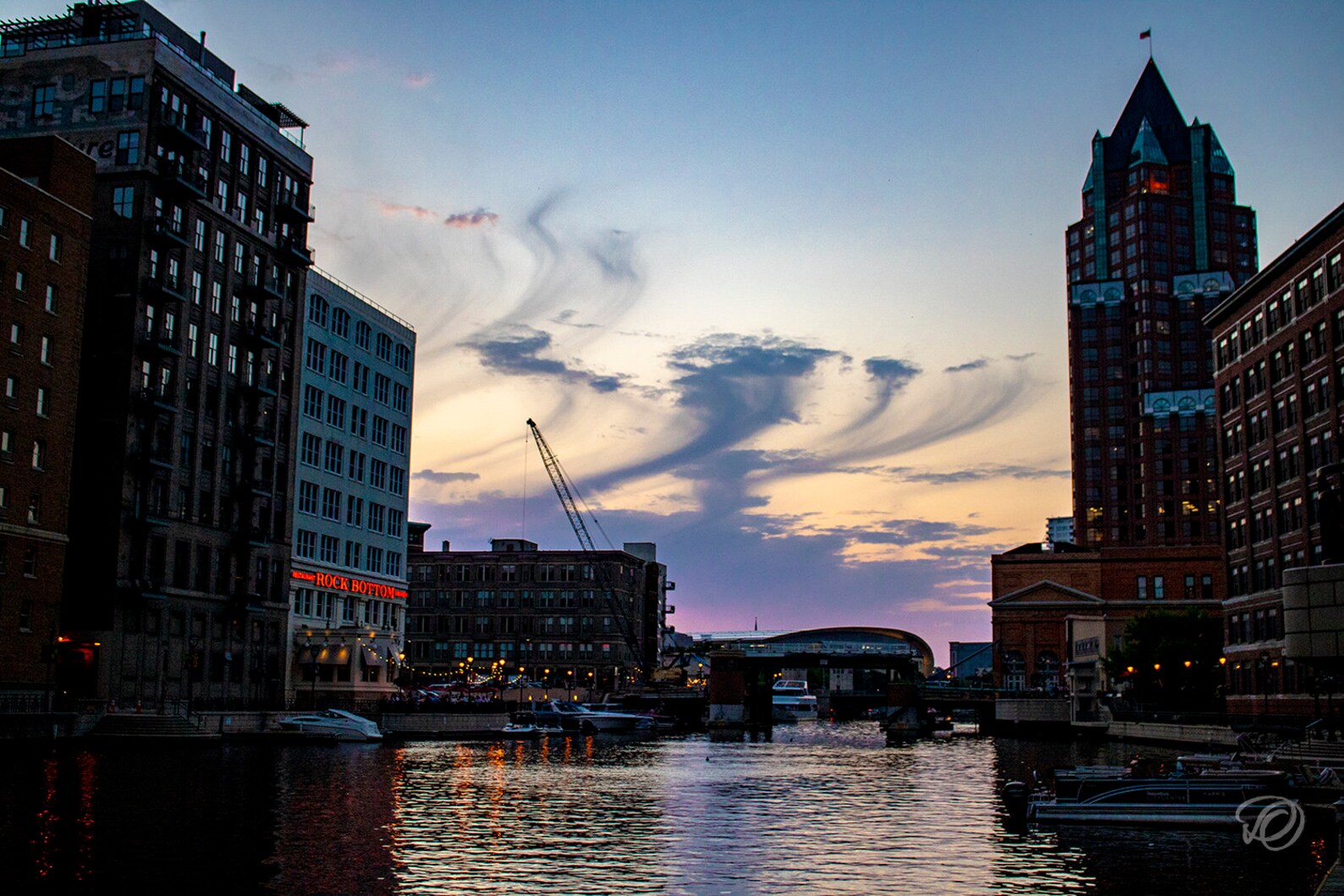 Beautiful Sunset Over Milwaukee River - Purple and Yellow Sky 18" X 24 ...