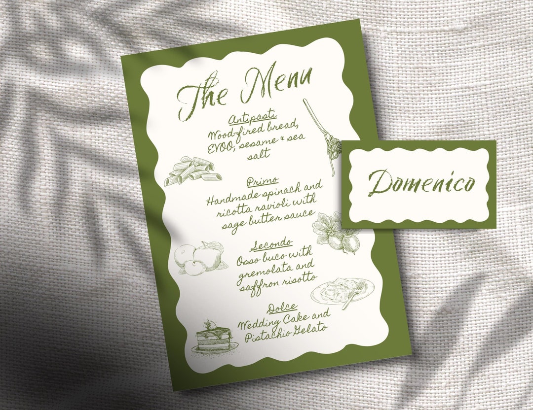 OLIVE Food Menu Template | Mediterranean Wedding Italian Garden ...