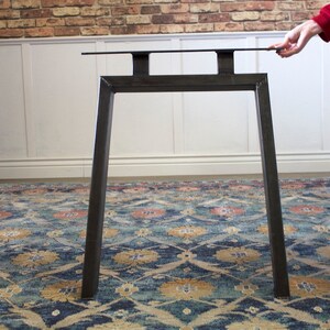 Modern Sleek Clean Lines Solid Steel Welded Metal Dining Kitchen Table ...