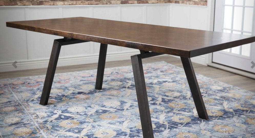 Modern Sleek Clean Lines Solid Steel Welded Metal Dining Kitchen Table ...