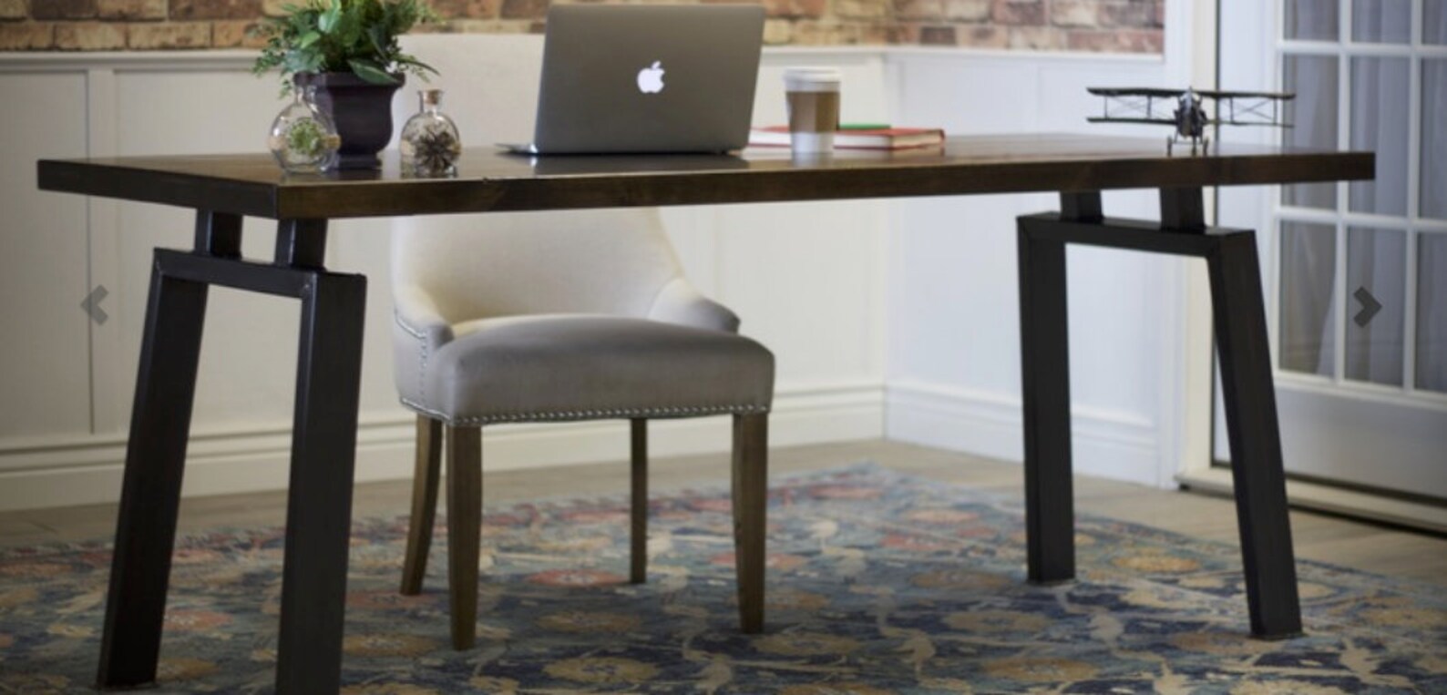 Modern Sleek Clean Lines Solid Steel Welded Metal Dining Kitchen Table ...