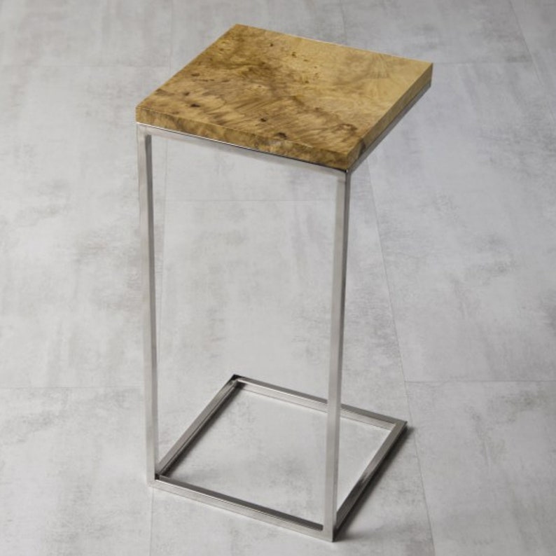 Square Side Table With Polished Steel Leg, Small Coffee Table Make of ...
