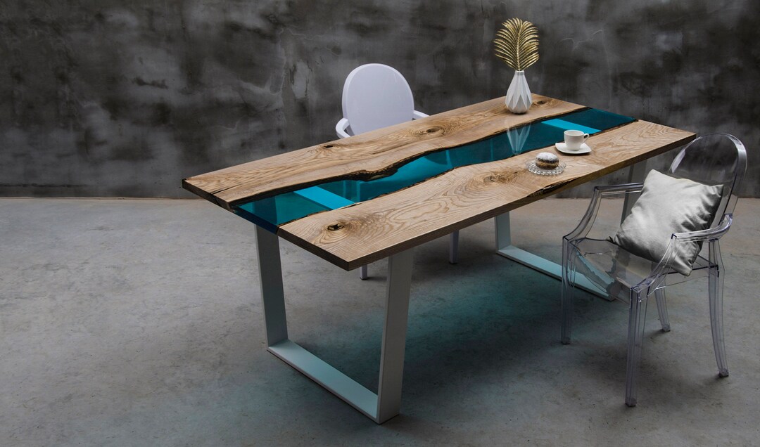 LIVE EDGE Dining Table, Epoxy Resin Table, Epoxy Ash Table, Ash Table ...
