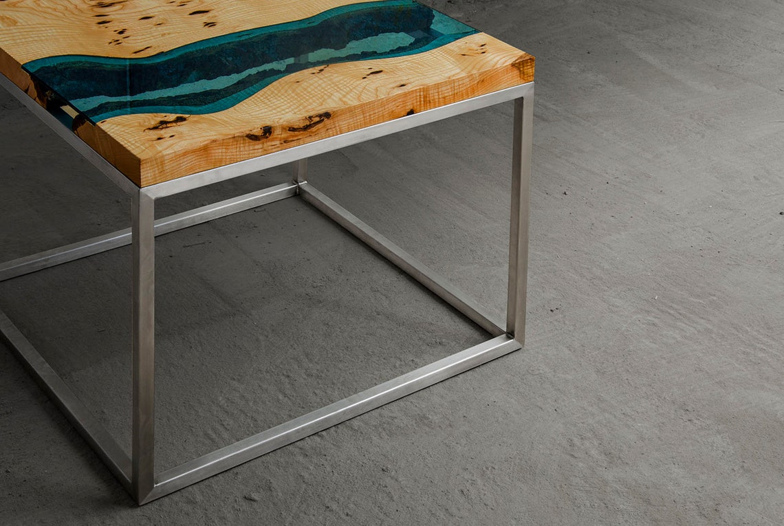 Ash Live Edge Coffee Table Square River Coffee Table With - Etsy