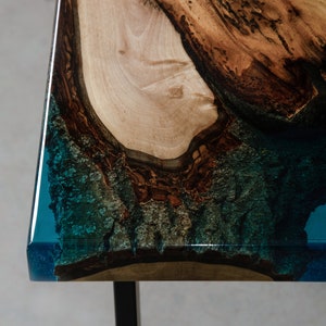 Custom Live Edge Coffee Table Made With Walnut, Blue UV Resin Table ...