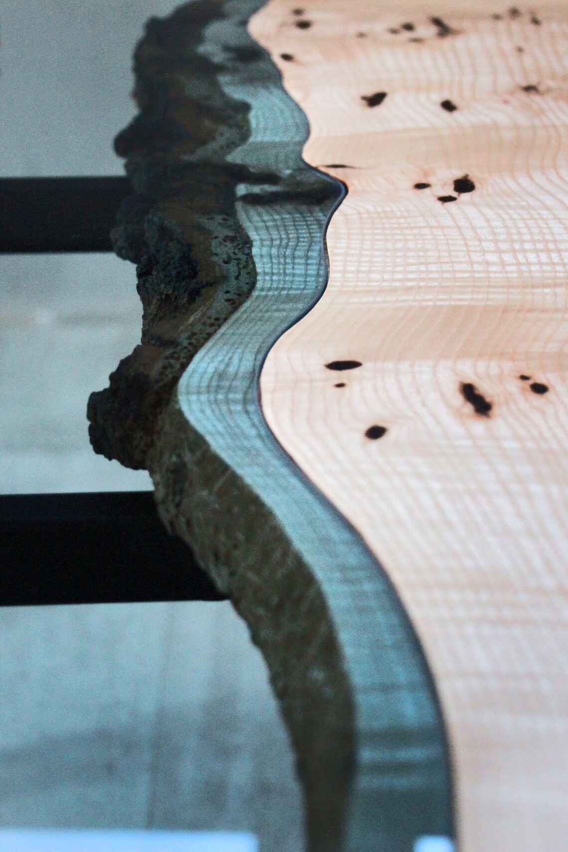 Custom river table ash river coffee table with hairpin legs | Etsy