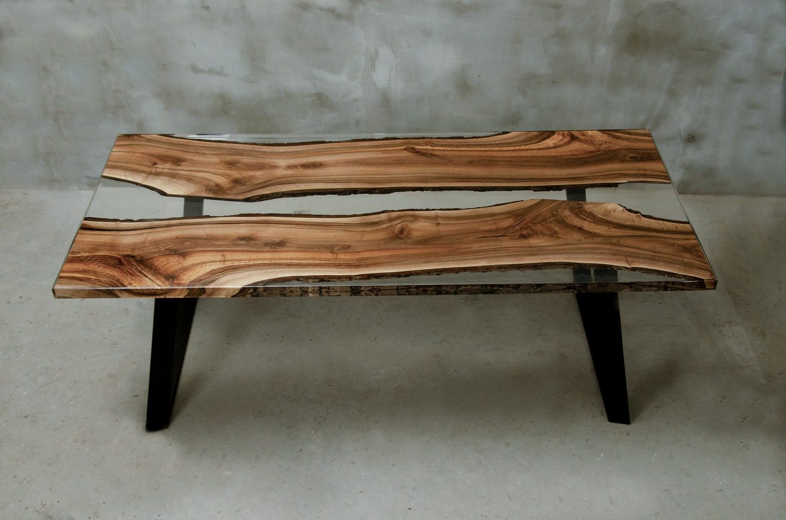 Custom Epoxy Table Made of Two Walnut Slabs Crystal - Etsy