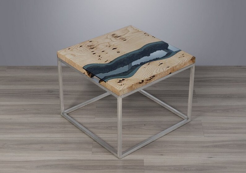 Ash Live Edge Coffee Table Square River Coffee Table With - Etsy