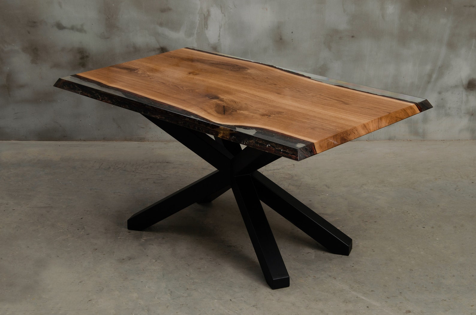 Custom resin epoxy table with metal table legs live edge | Etsy