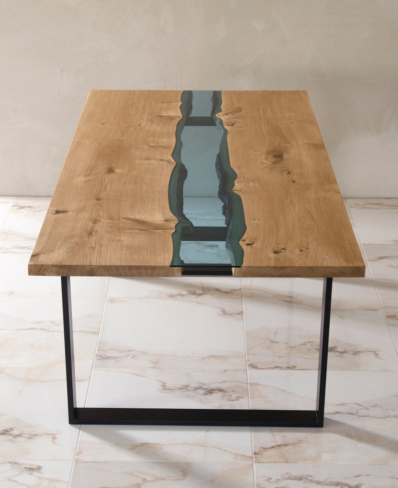 LIVE EDGE Dining Table River Table River Oak Table Oak - Etsy UK