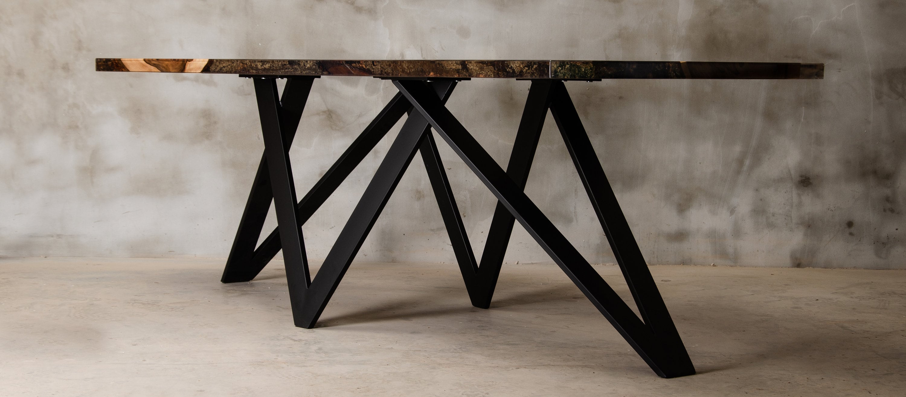 Custom Epoxy Resin Table Made of Two Walnut Slabs Crystal | Etsy