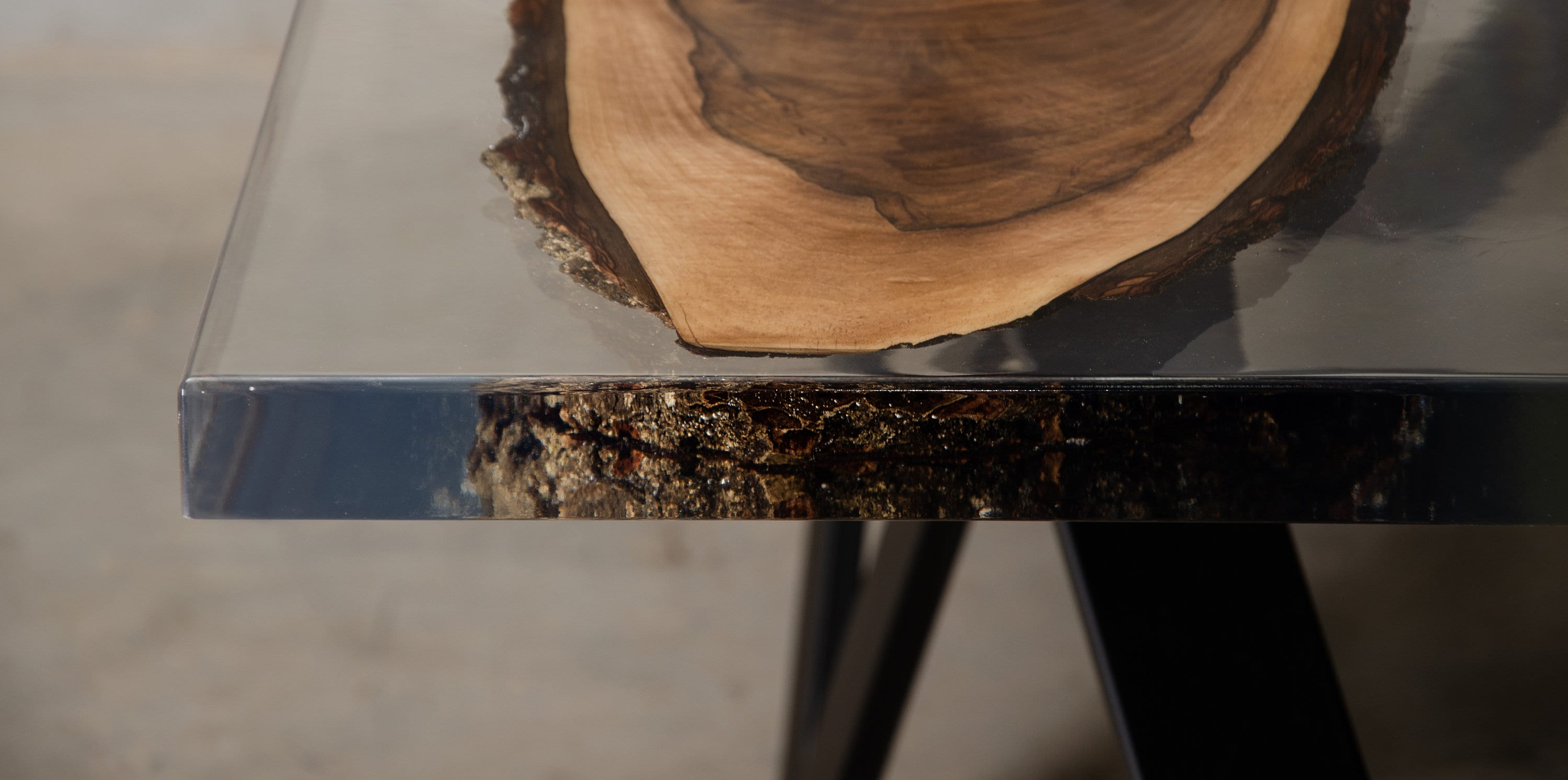 Custom Epoxy Resin Table Made of Two Walnut Slabs Crystal | Etsy