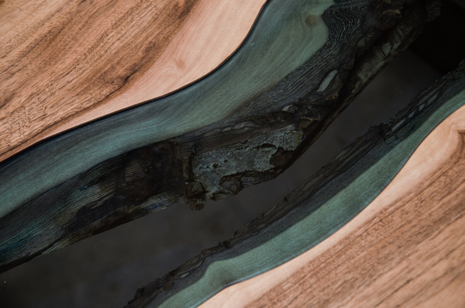 Custom Live Edge Table With Blue Glass River Table Walnut | Etsy