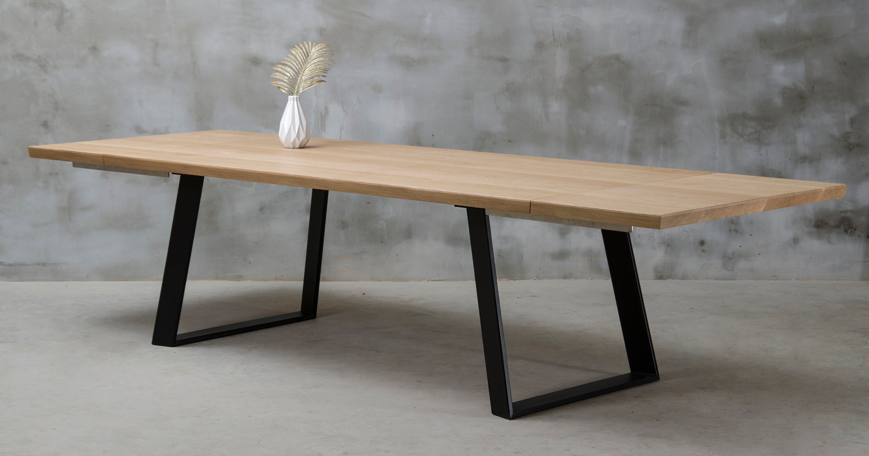 Custom Folding Table, Conference Wooden Table With Black Steel Legs ...