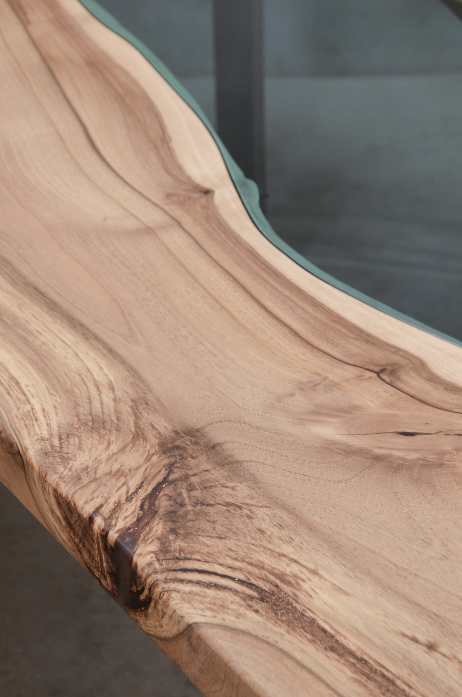 Personalised River Table With Blue Glass European Walnut Live | Etsy