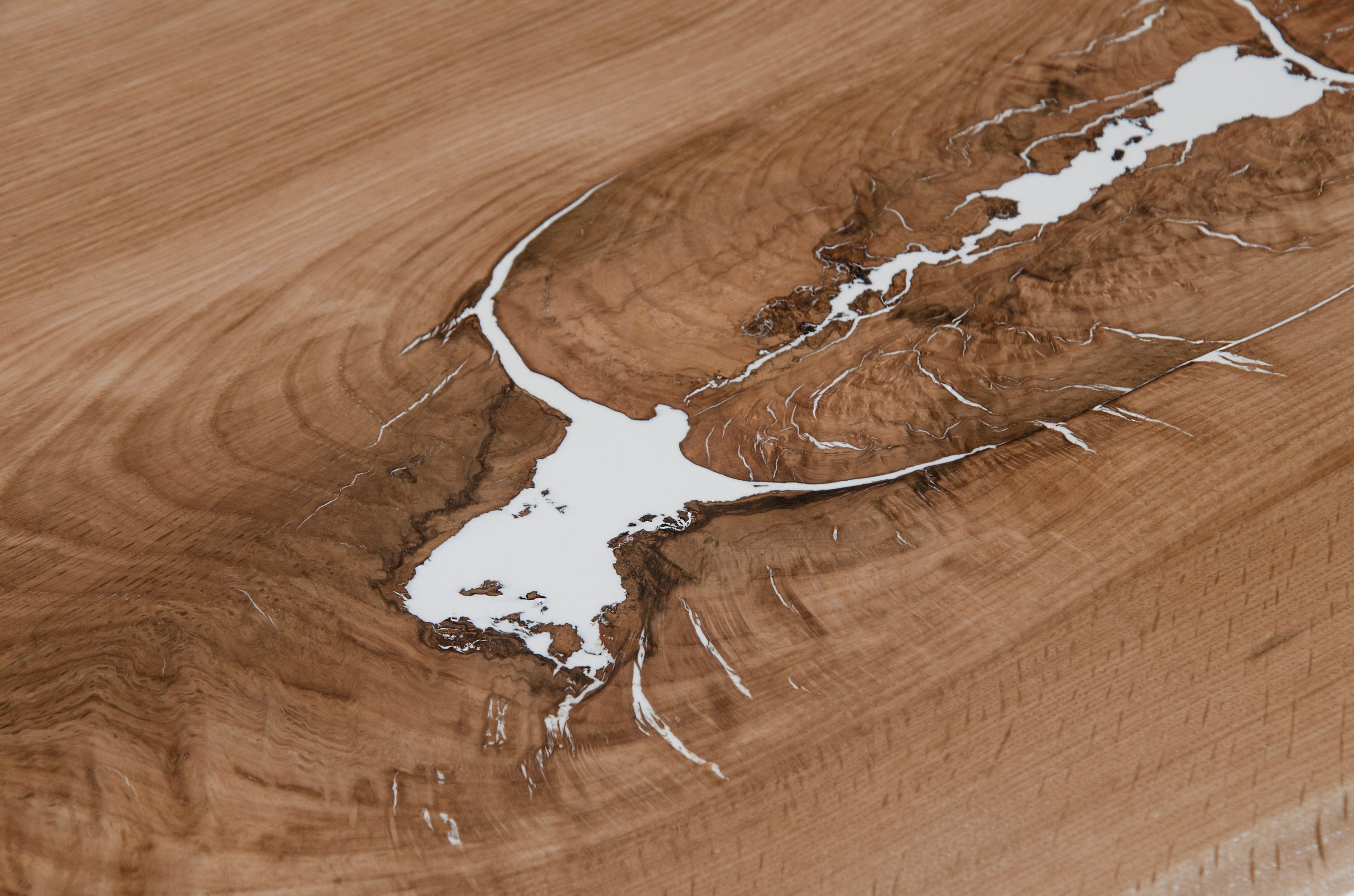 Custom Resin Table Made of Oak White Epoxy Table Matte | Etsy